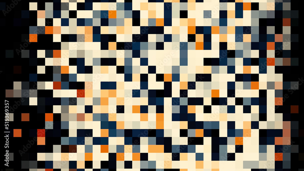 Abstract rows of colorful pixels blinking and moving from right to left ...