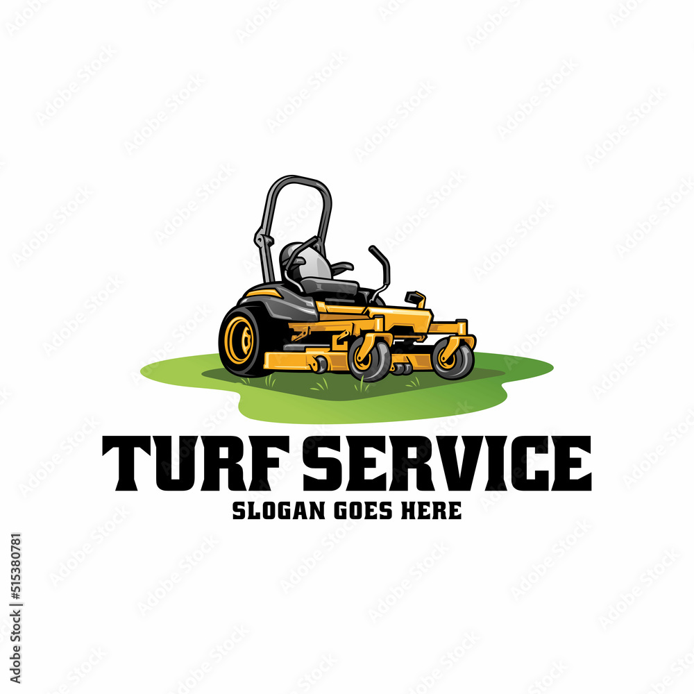 turf and lawn mower illustration logo vector Stock Vector | Adobe Stock