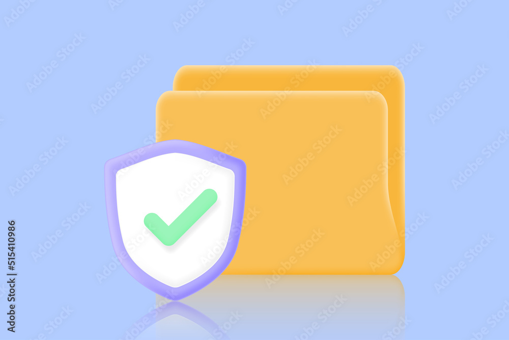 Data security and privacy concept. Folder icon with shield icon and ...