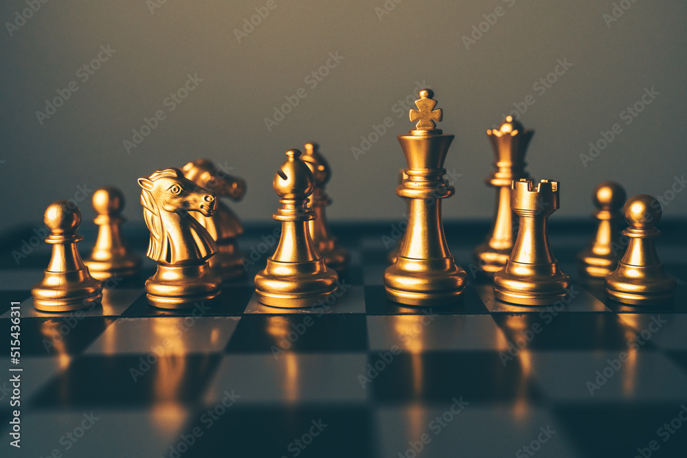 Foto Chess board game to represent the business strategy with ...