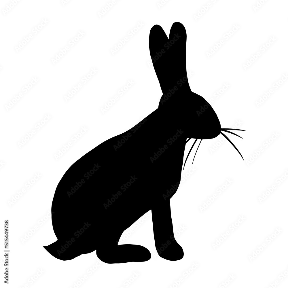 Стоковое векторное изображение «Black silhouette of a sitting hare ...