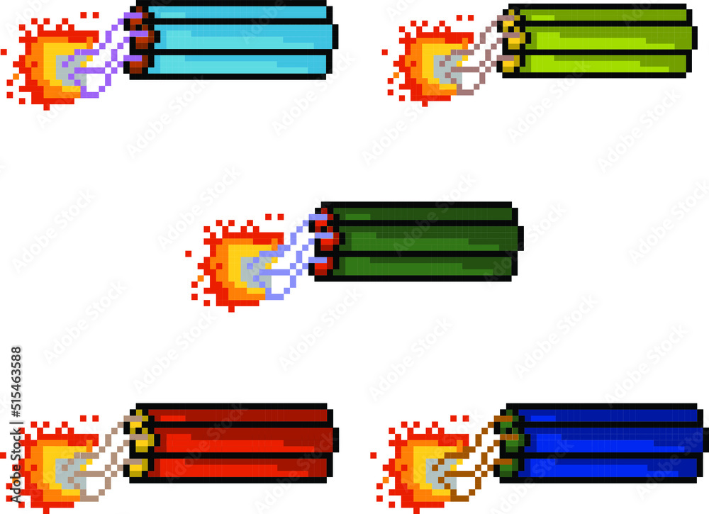 Bomb pixel art set. explosion pixel art minecraft. Stock Vector | Adobe ...