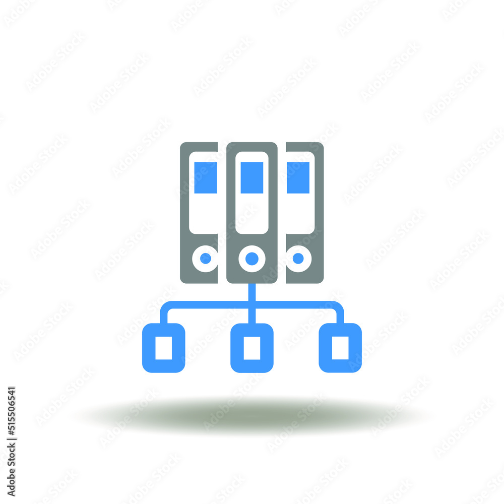 Vector illustration of binder folders and network. Icon of AD Active Directory. Symbol of ...