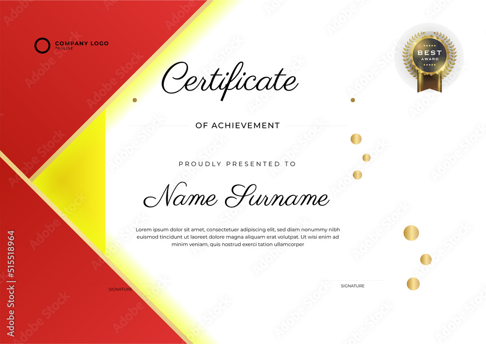 simple certificate frame design template. vector illustration Stock ...