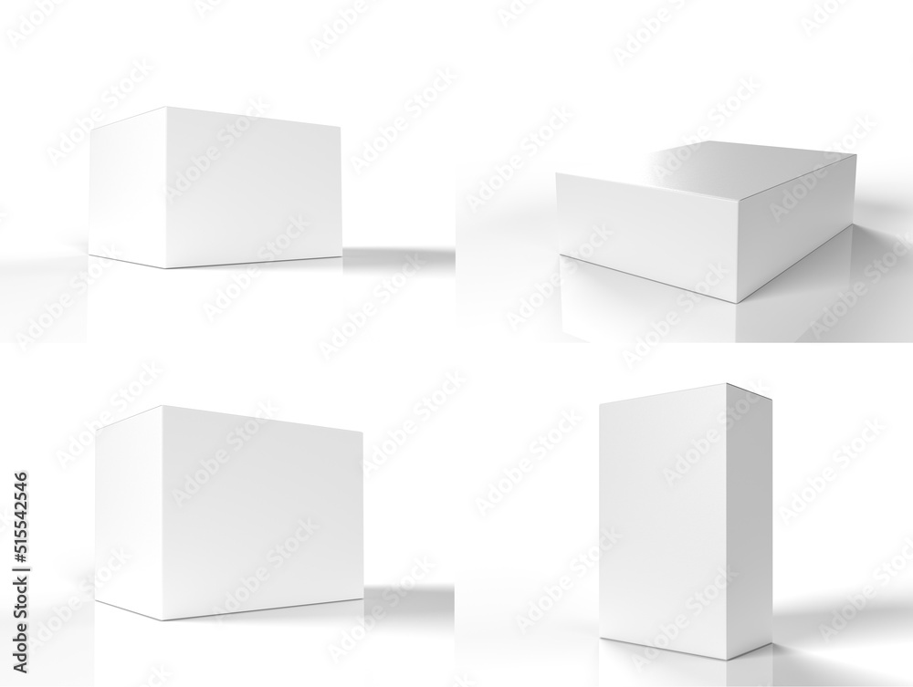 Set of White box tall shape product packaging in side view and front ...