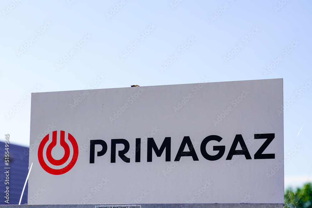 primagaz panel logo sign and text brand presentation and sale of butane ...
