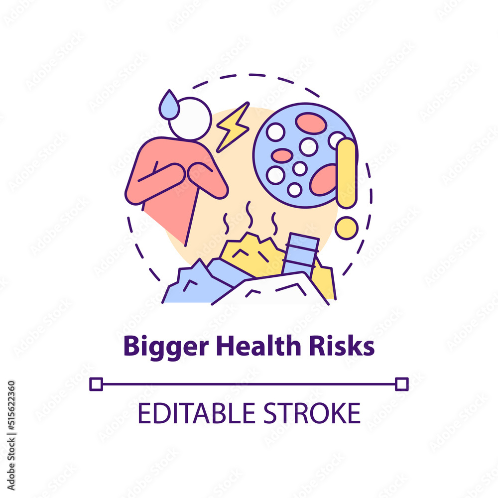 Vector de Stock Bigger health risks concept icon. Sanitary problem ...