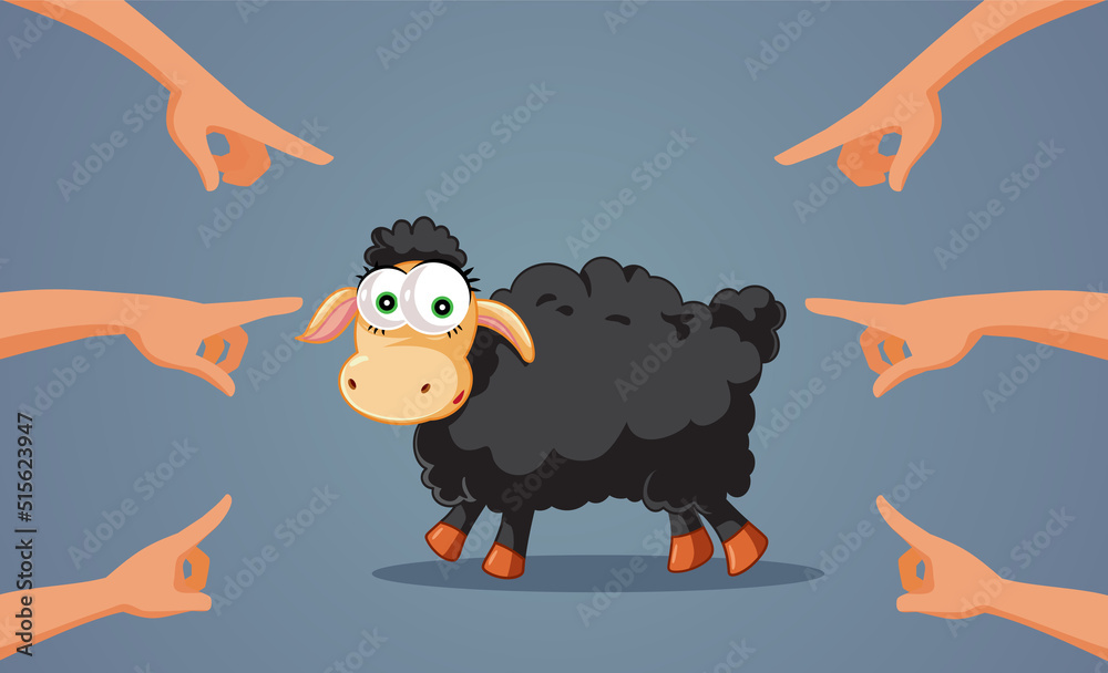 Black Sheep Getting the Blame Vector Concept Illustration. Innocent ...