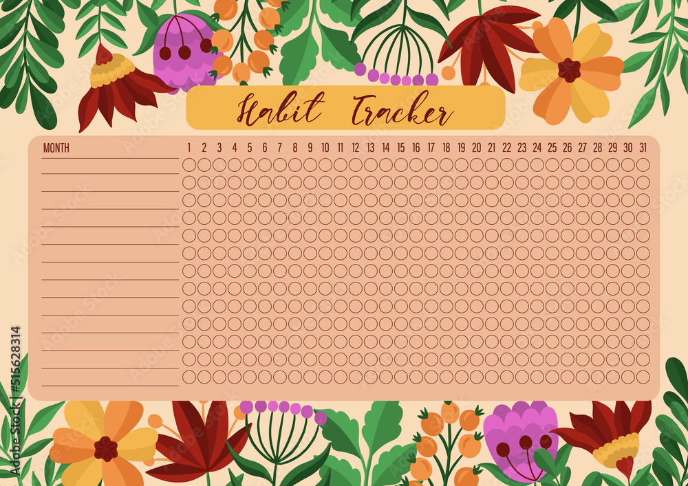 Habit tracker template for monthly.Planner checklist ready to print ...