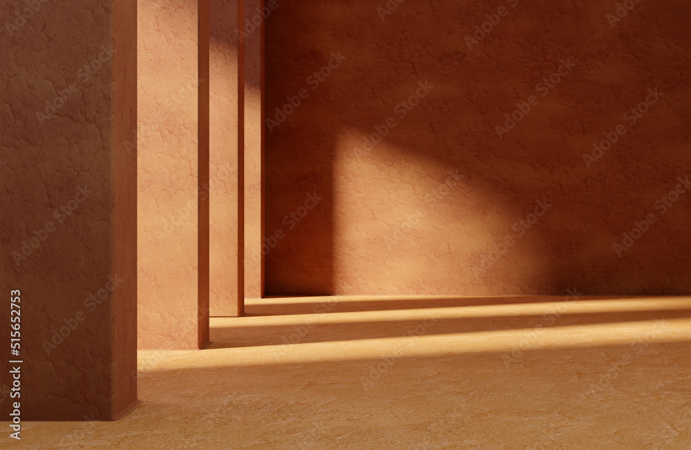 Abstract architecture background hall with stone columns and window ...