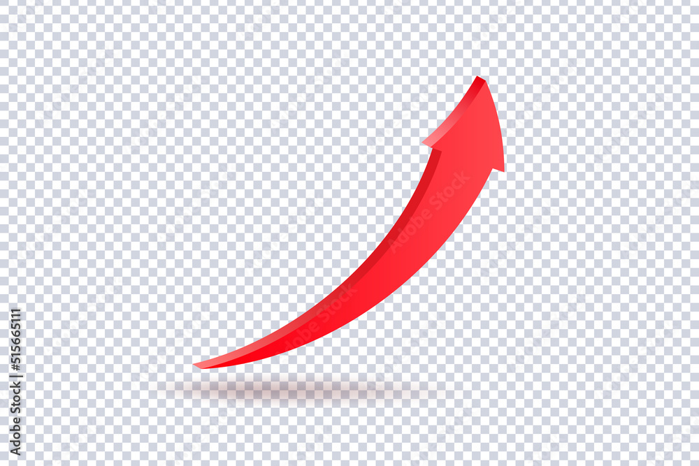 Growing Red Arrow up. Concept of sales symbol icon with realistic 3d ...