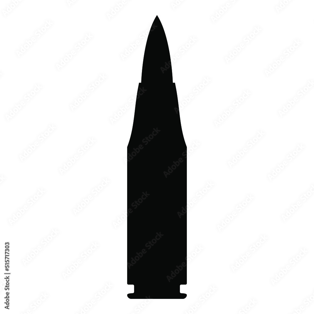 Bullet vector black icon. High caliber sniper bullet vector icon. Icon ...