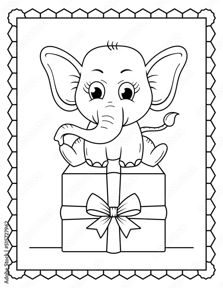 Baby Elephant cartoon funny coloring page for kids. coloring and ...