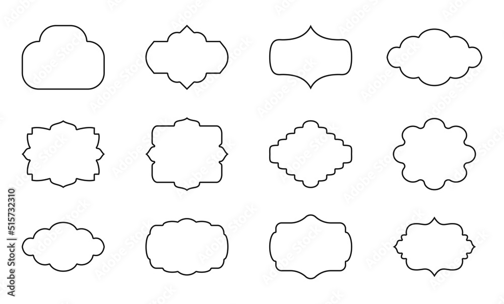 Label set, line style. Contour frame for text, sale info, certificate ...