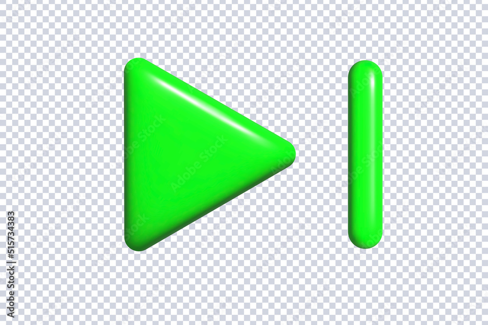 Skip end next music player button. Realistic green music player button ...