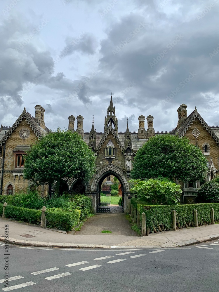 The entrance to Holly Village, Swains Lane, Highgate. Victorian gothic ...