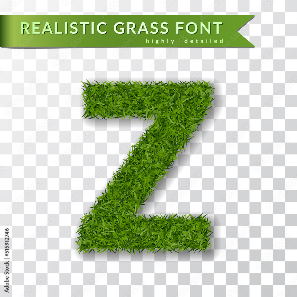 Grass letter Z, alphabet 3D design. Capital letter text. Green font ... Grass letter Z, alphabet 3D design. Capital letter text. Green font ...
