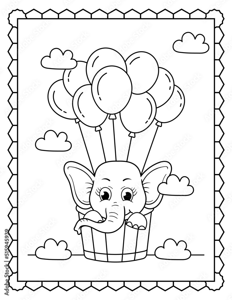 Baby Elephant cartoon funny coloring page for kids. coloring and ...