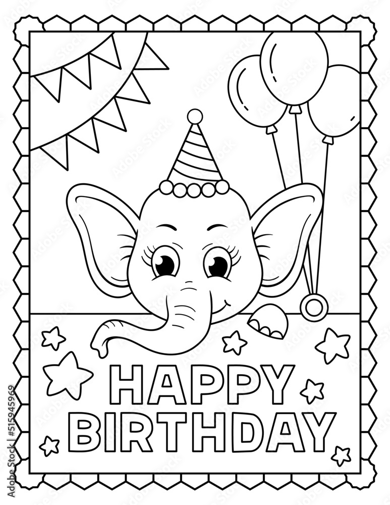 Baby Elephant cartoon funny coloring page for kids. coloring and ...