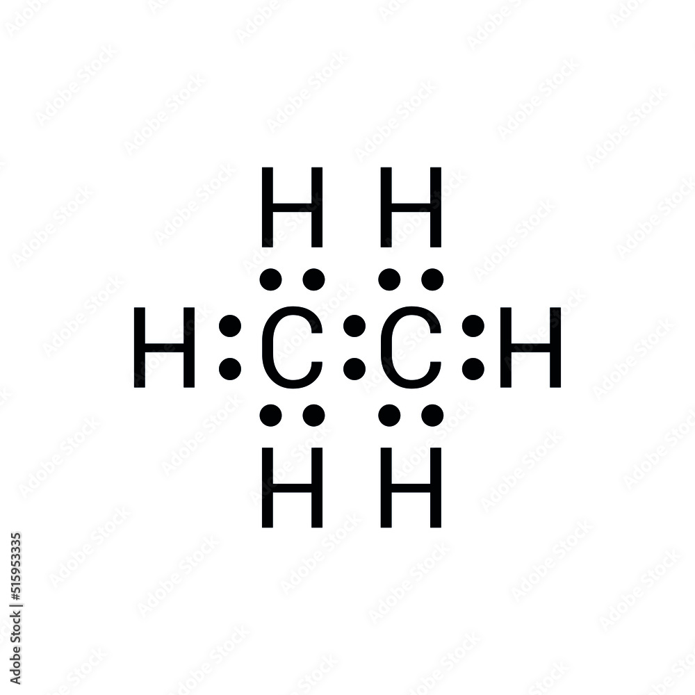 lewis dot structure of ethane C2H6 Stock Vector | Adobe Stock