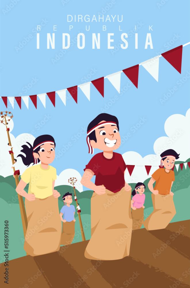 Translation : Happy Independence Day of Indonesia Vector Illustration ...