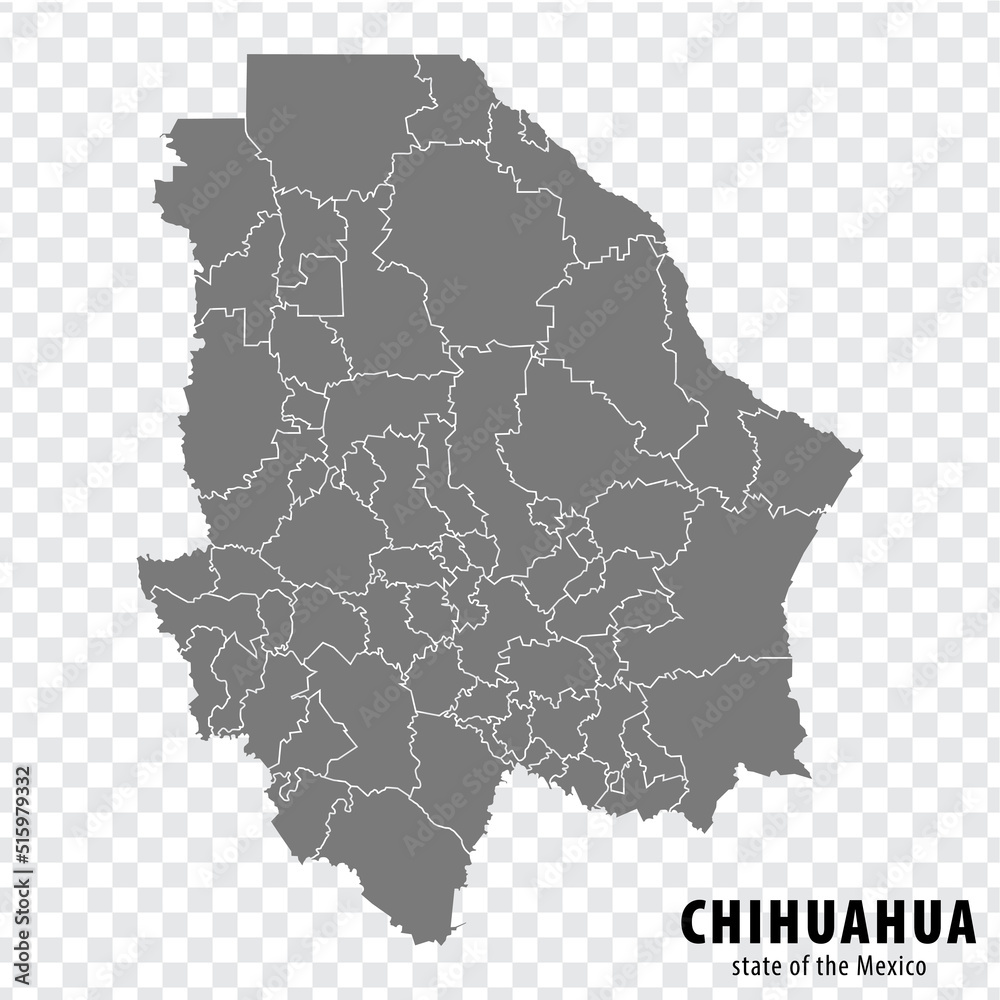 State Chihuahua of Mexico map on transparent background. Blank map of ...