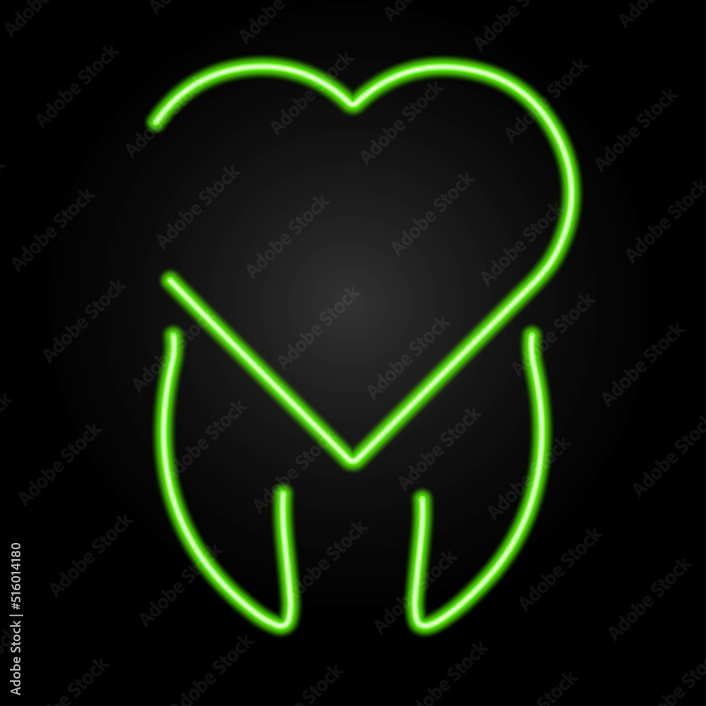 heart tooth neon sign, modern glowing banner design, colorful modern ...