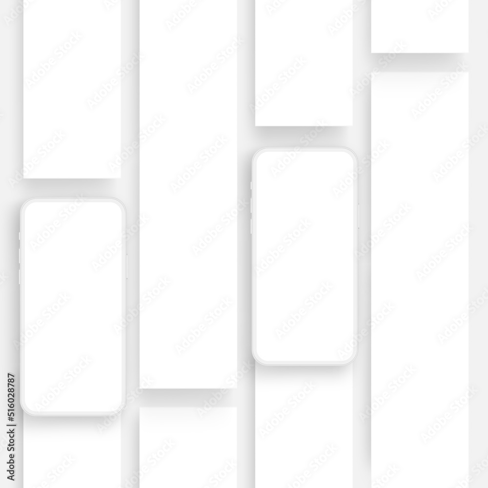 Clay Smartphones With Blank App Screens. Blank Template For Displaying ...