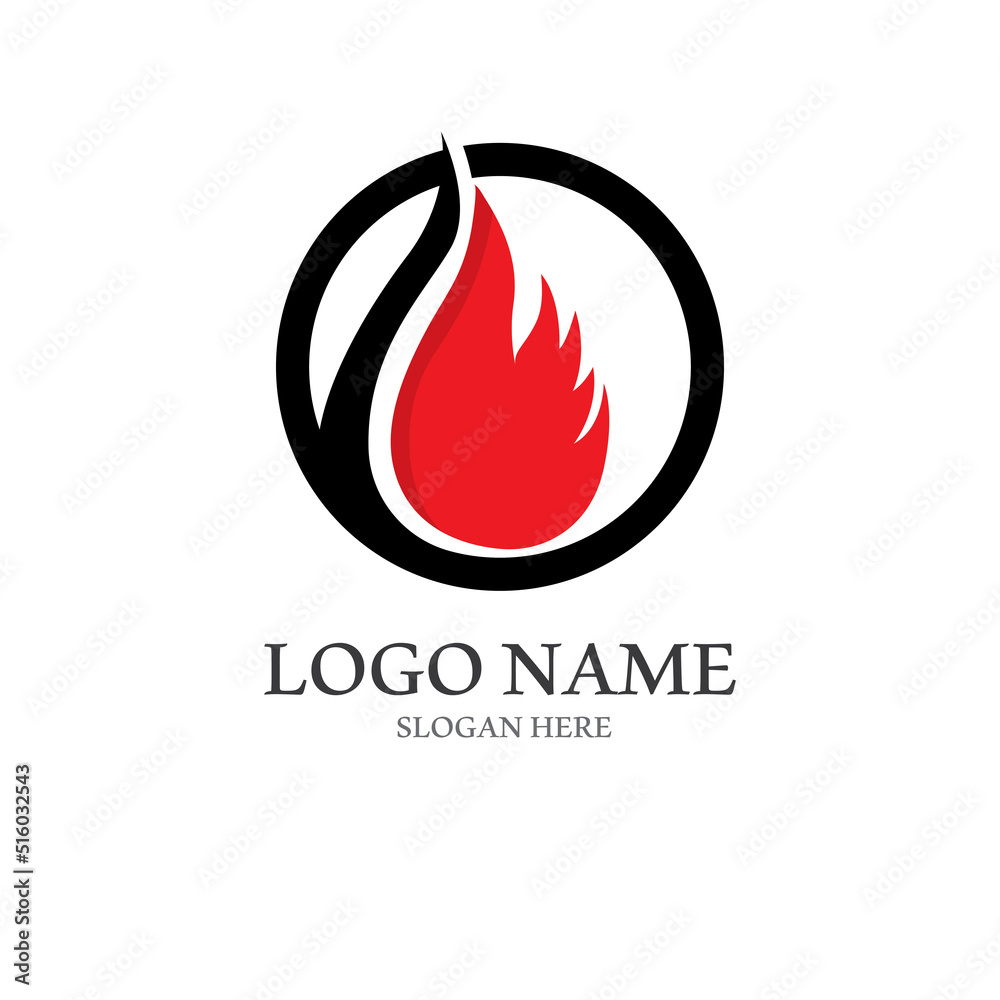 blazing fire, embers, fireball logo and symbol vector image. with ...