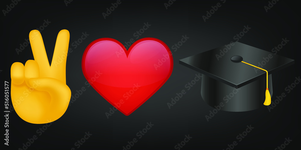 Peace Love and Graduation Illustration Emoji Design. Motivational Quote ...