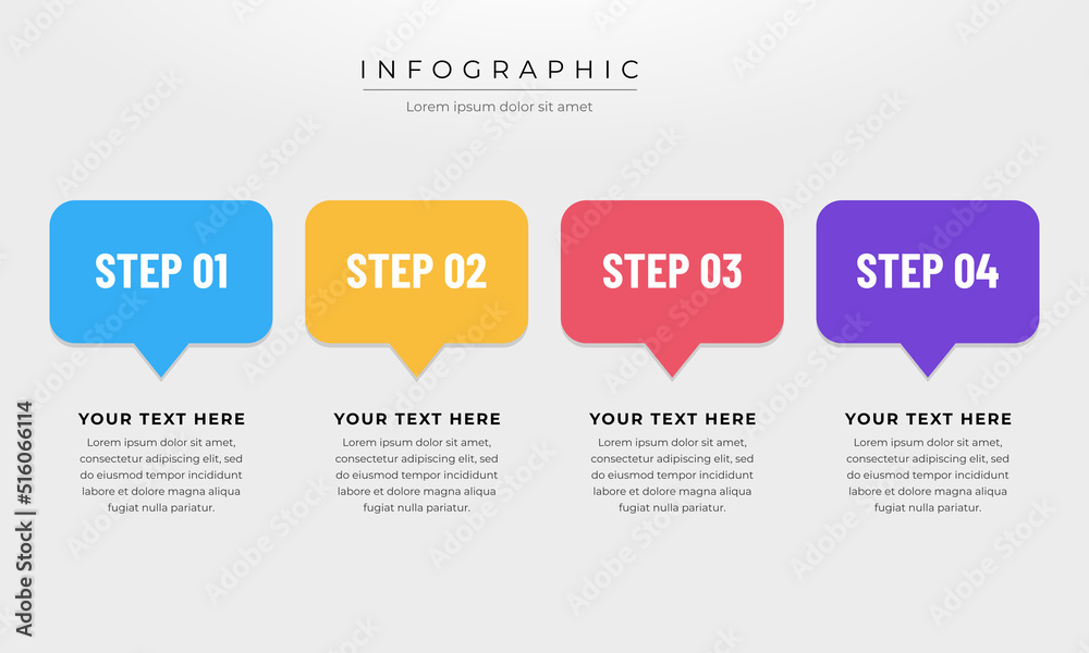 Four steps infographic presentation banner. Steps timeline infographics ...