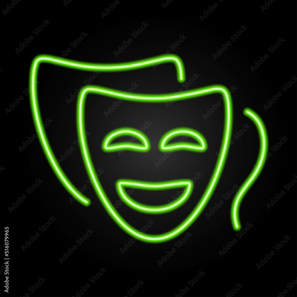 comedy mask neon sign, modern glowing banner design, colorful modern ...