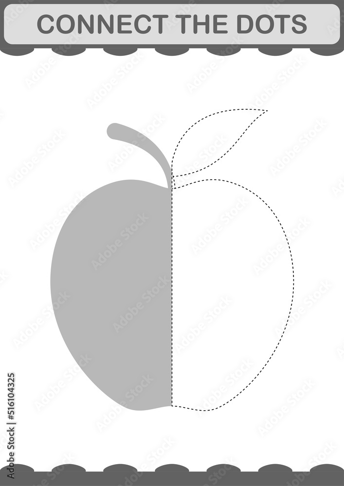 Connect the dots Apple. Worksheet for kids Stock Vector | Adobe Stock