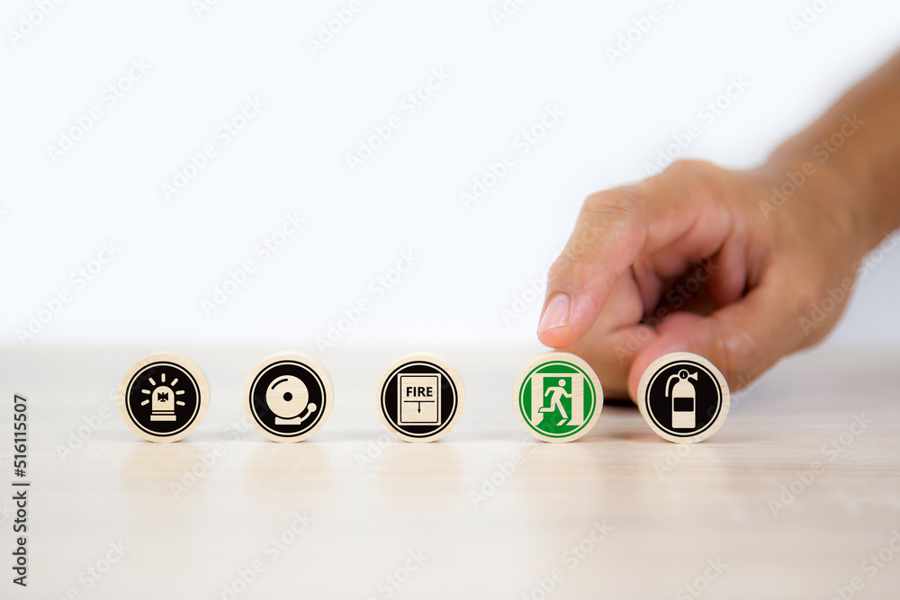 Hand choose wooden toy stack with door exit sing or fire escape with ...