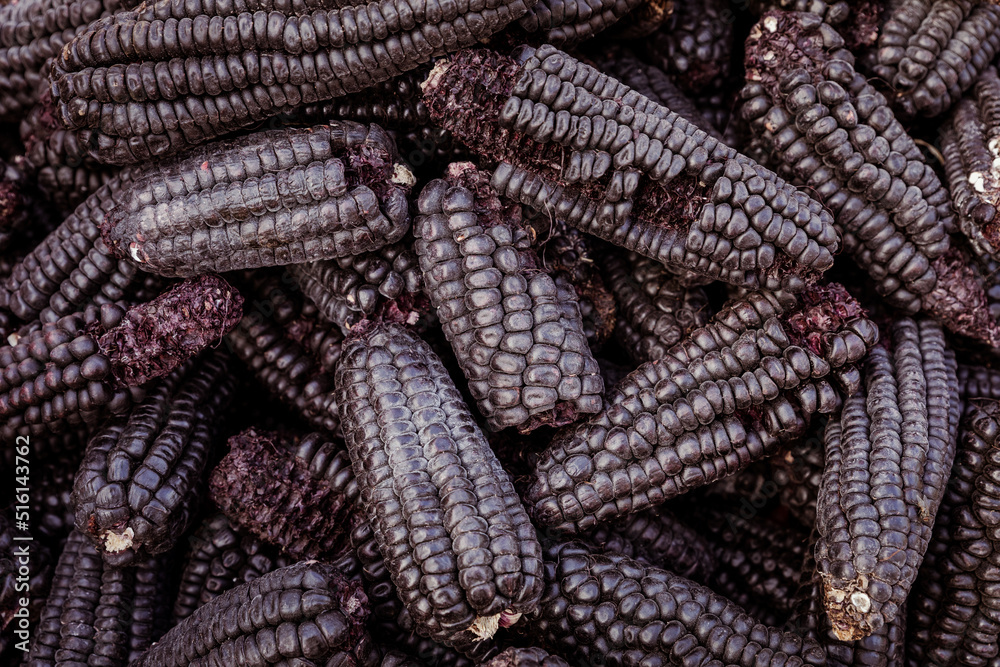 Foto de Stock Peruvian purple corn, which is mainly used to prepare ...