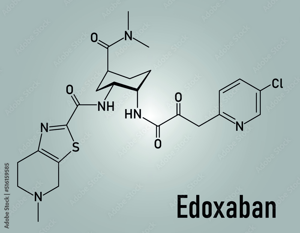 Vector de Stock Skeletal formula of Edoxaban anticoagulant drug molecule. Direct FXa inhibitor ...