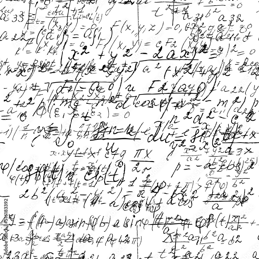 Math seamless board with handwritten mathematical and physics formulas ...