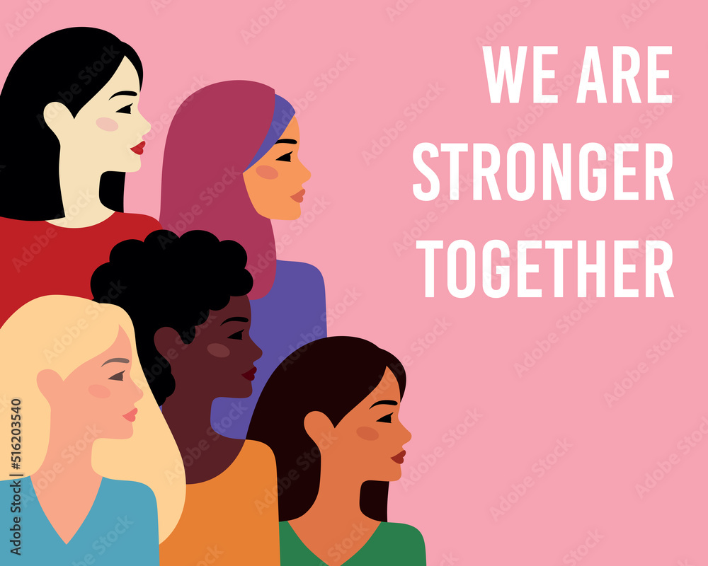 Portraits of women of different nationalities and cultures standing ...