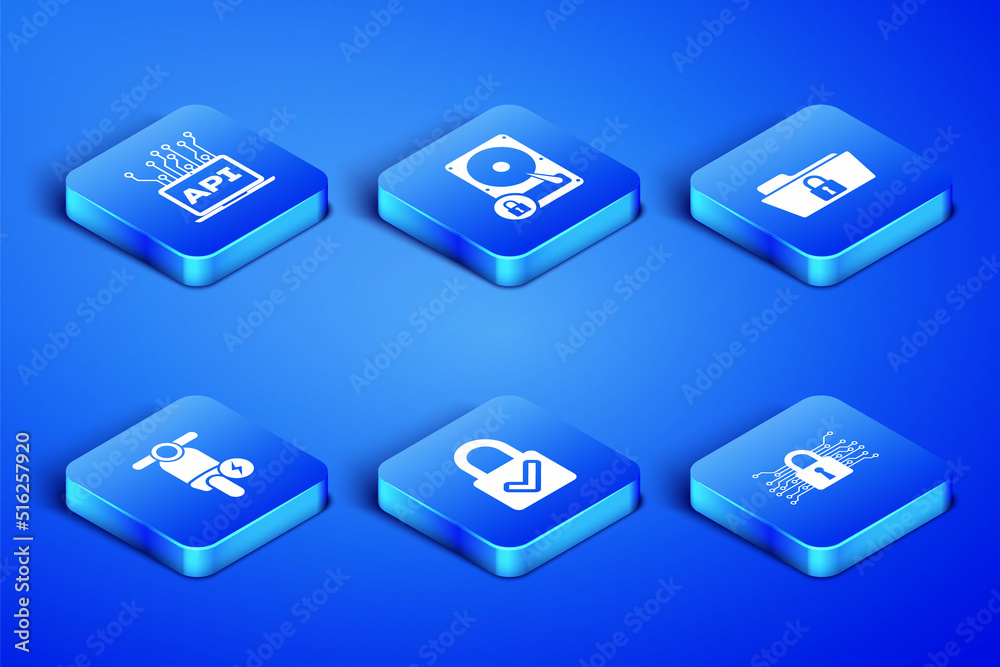 Vector de Stock Set Cyber security, Computer api interface, Lock and ...