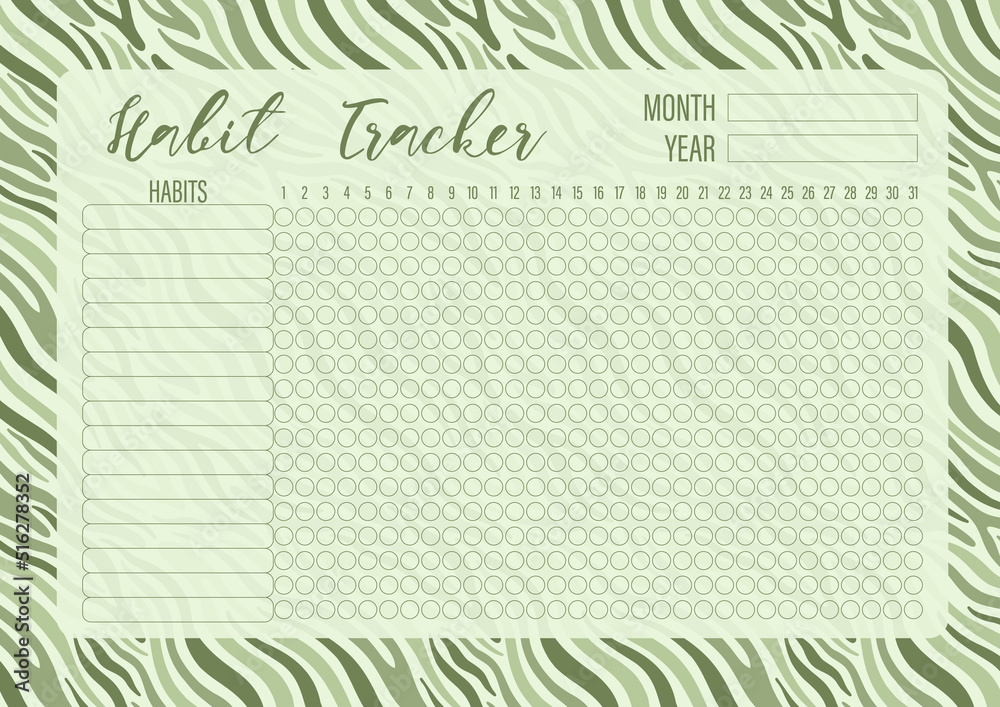 Habit tracker template for monthly.Planner checklist ready to print ...