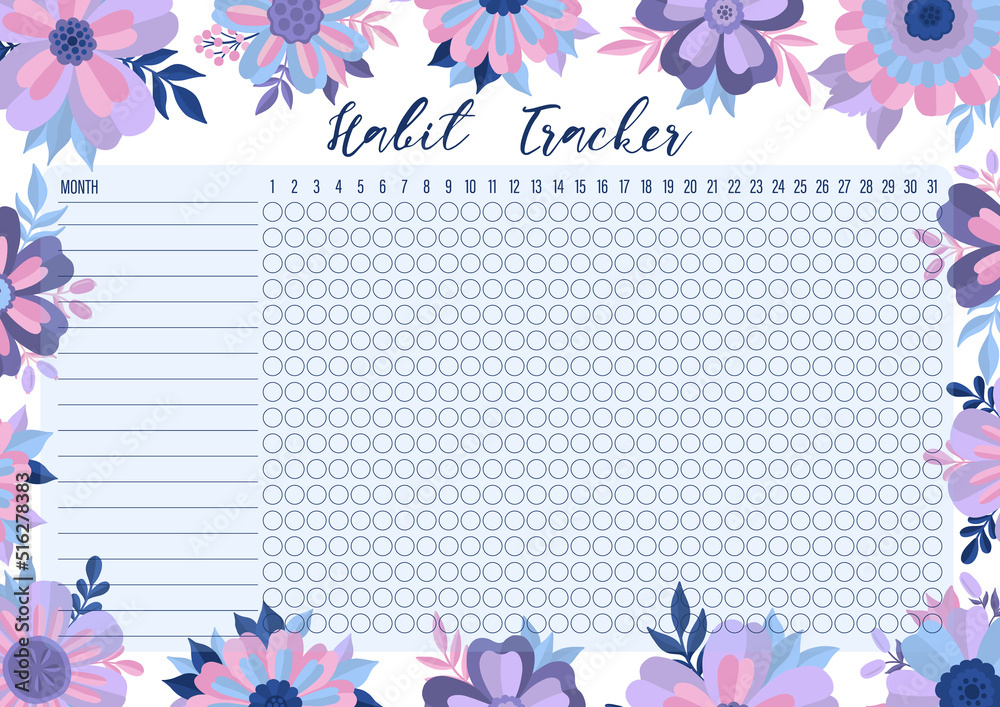 Habit tracker template for monthly.Planner checklist ready to print ...