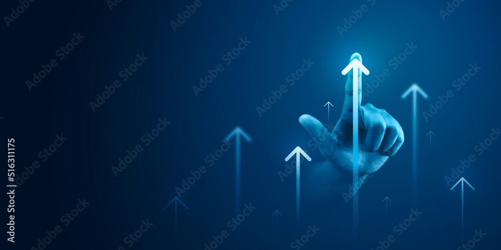 Growth business strategy arrow concept on success target improvement ...