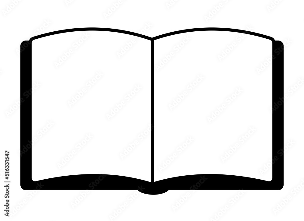 Simple black and white open book vector illustration, icon, clip art ...