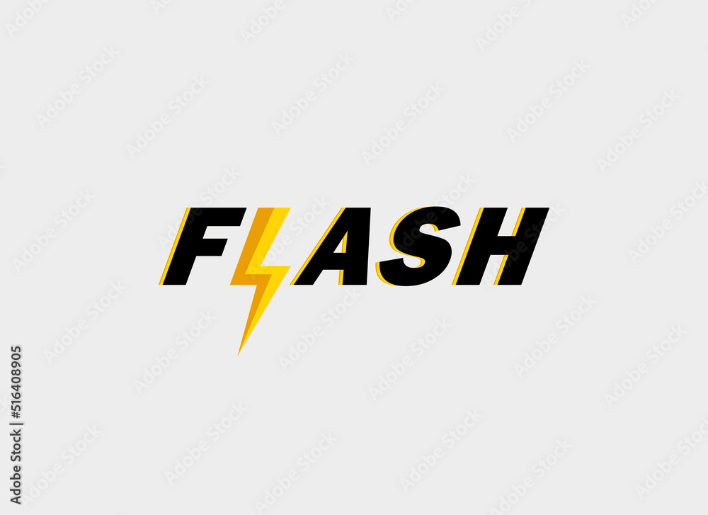 Letter Flash Text Symbol. Typography Letter Flash with Thunderbolt Icon ...