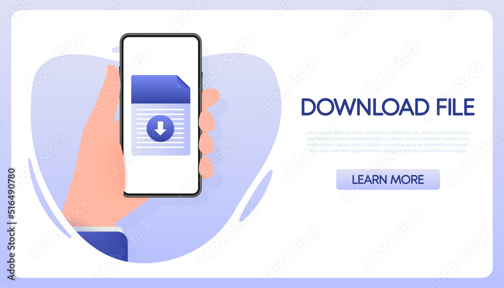 Smartphone with downloaded file in cartoon style. Smartphone screen ...