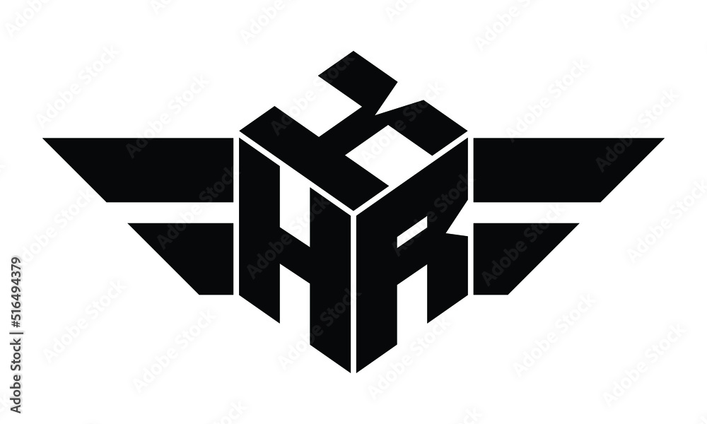 KHR three letter gaming logo in polygon cube shape logo design vector ...