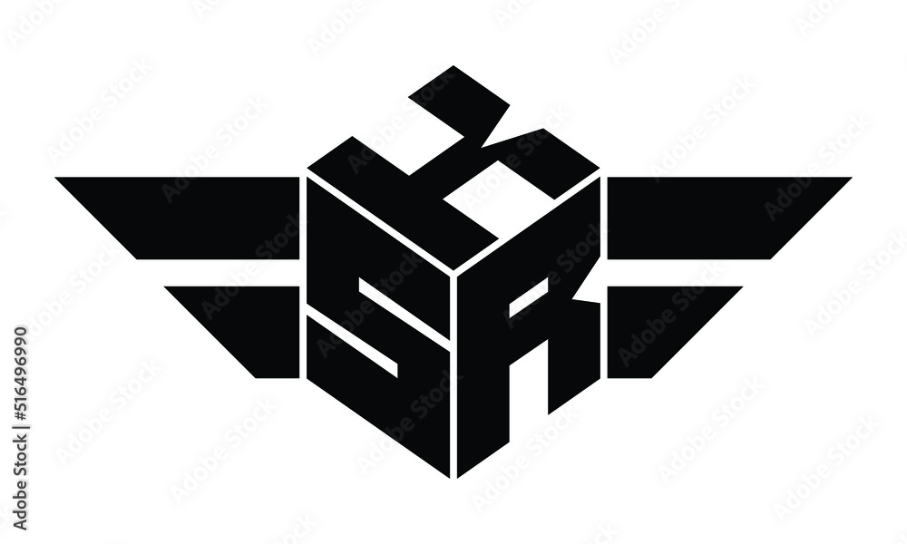KSR three letter gaming logo in polygon cube shape logo design vector ...