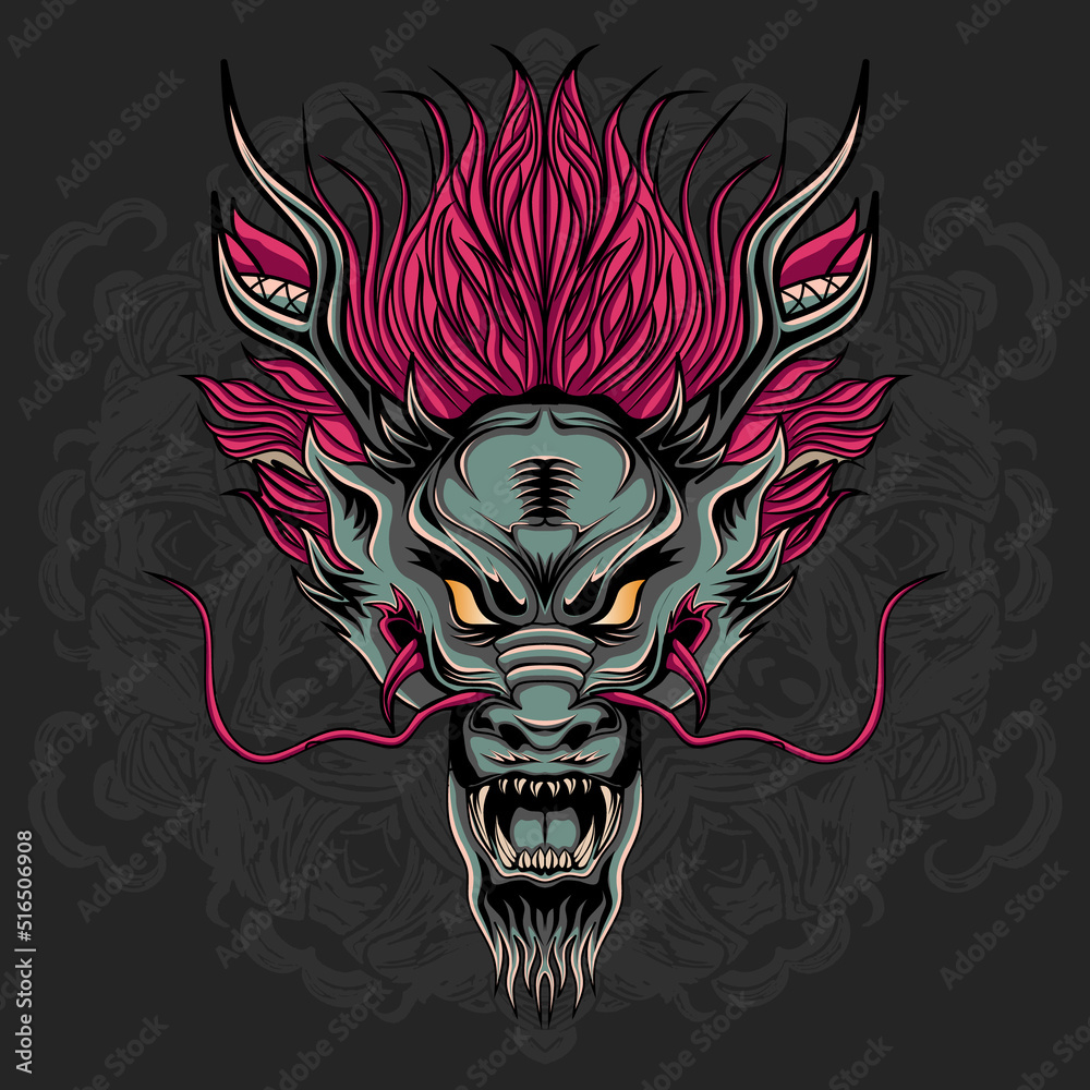 Angry dragon head illustration Stock Vector | Adobe Stock