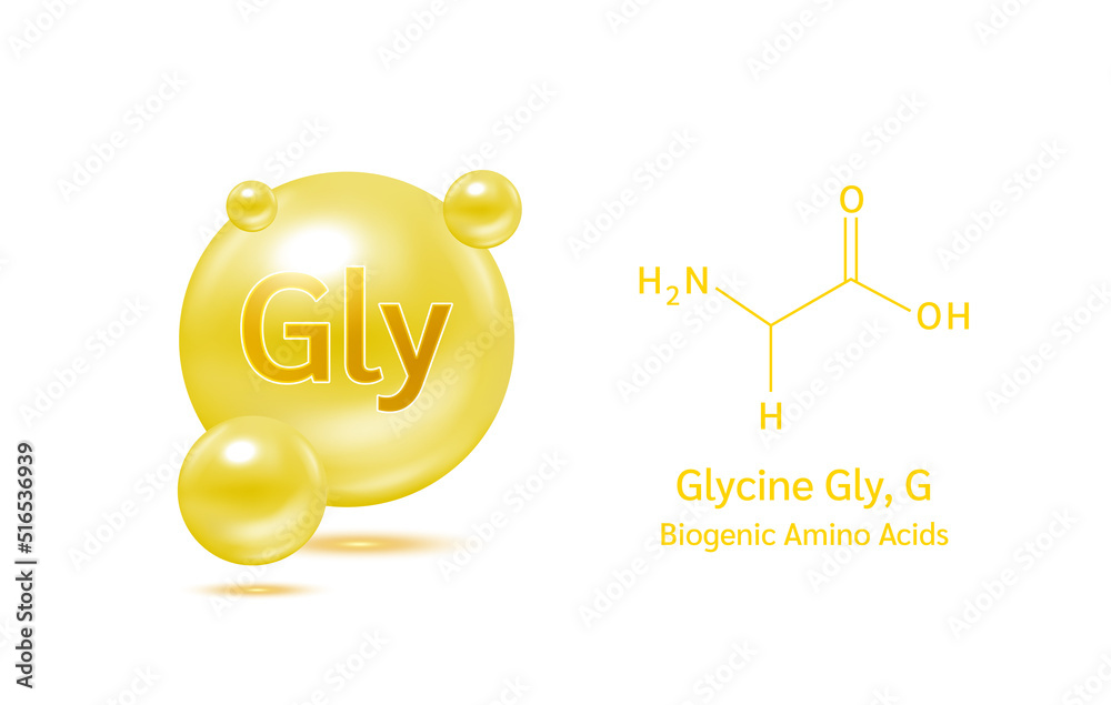 Important amino acid glycine and structural chemical formula and line ...