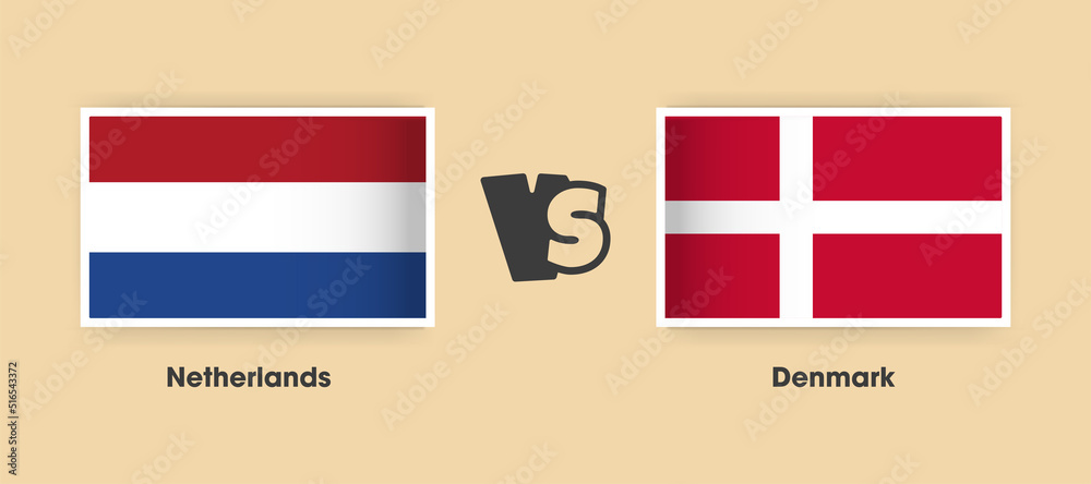 Netherlands vs Denmark flags placed side by side. Creative stylish ...